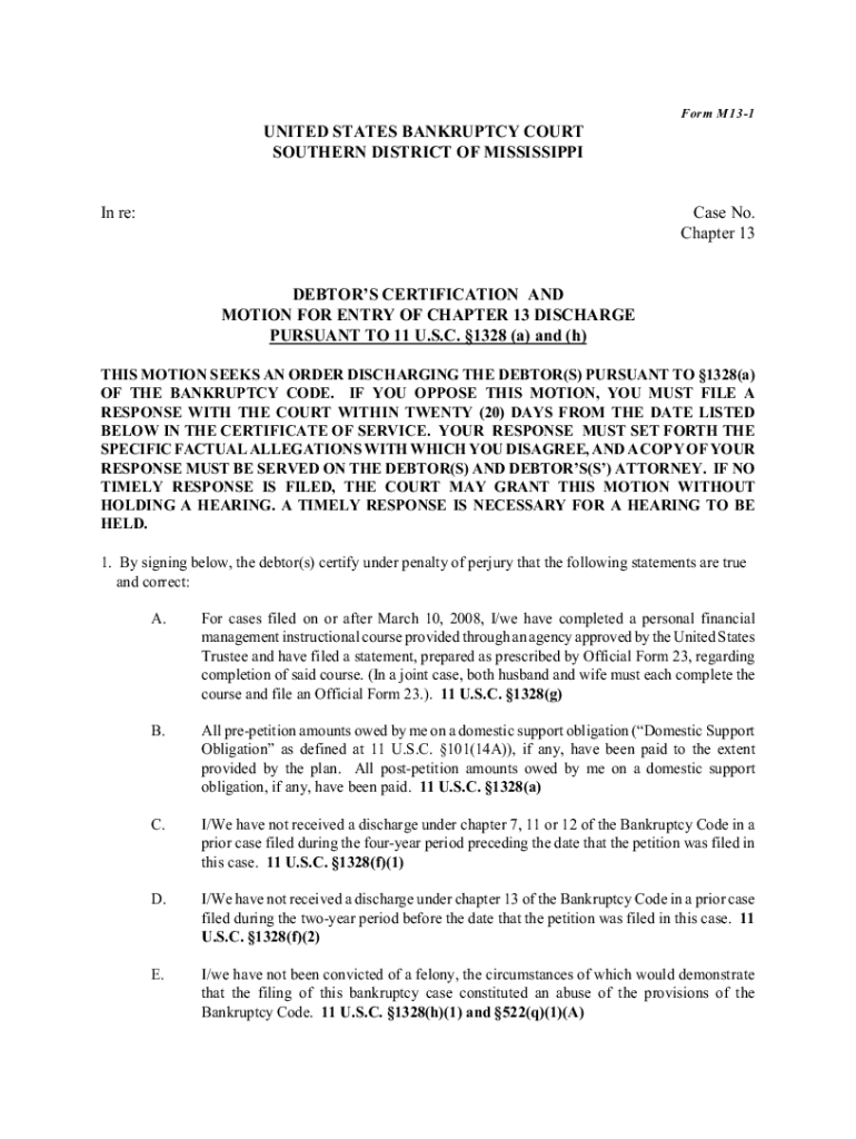 Fillable Online Debtors' Certification and Motion for Entry of Chapter 13 ... Fax Email Print ...