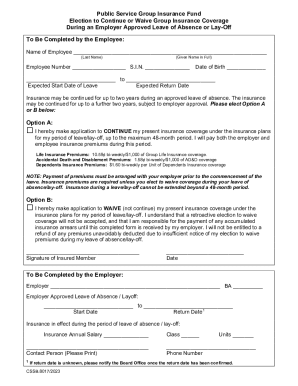 Fillable Online Form - Election to Continue or Waive Coverage on LOA ...