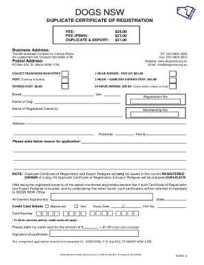 Fillable Online Duplicate Certificate of Registration and Export ...