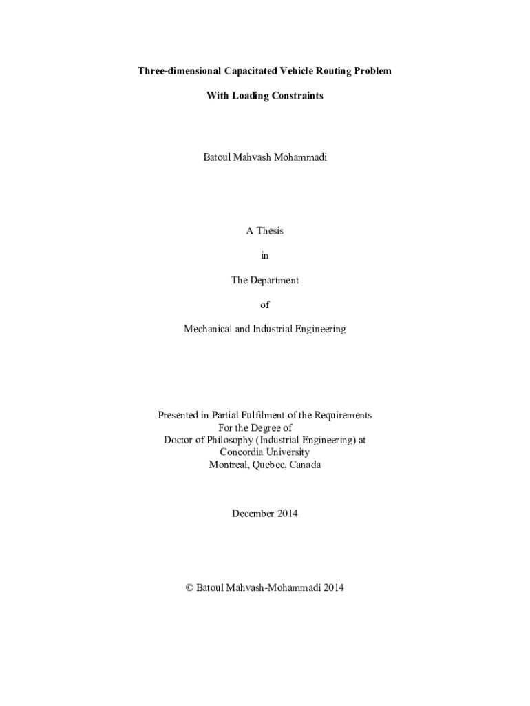 Fillable Online Spectrum Library Concordia The Split Delivery Vehicle Routing Problem With Three