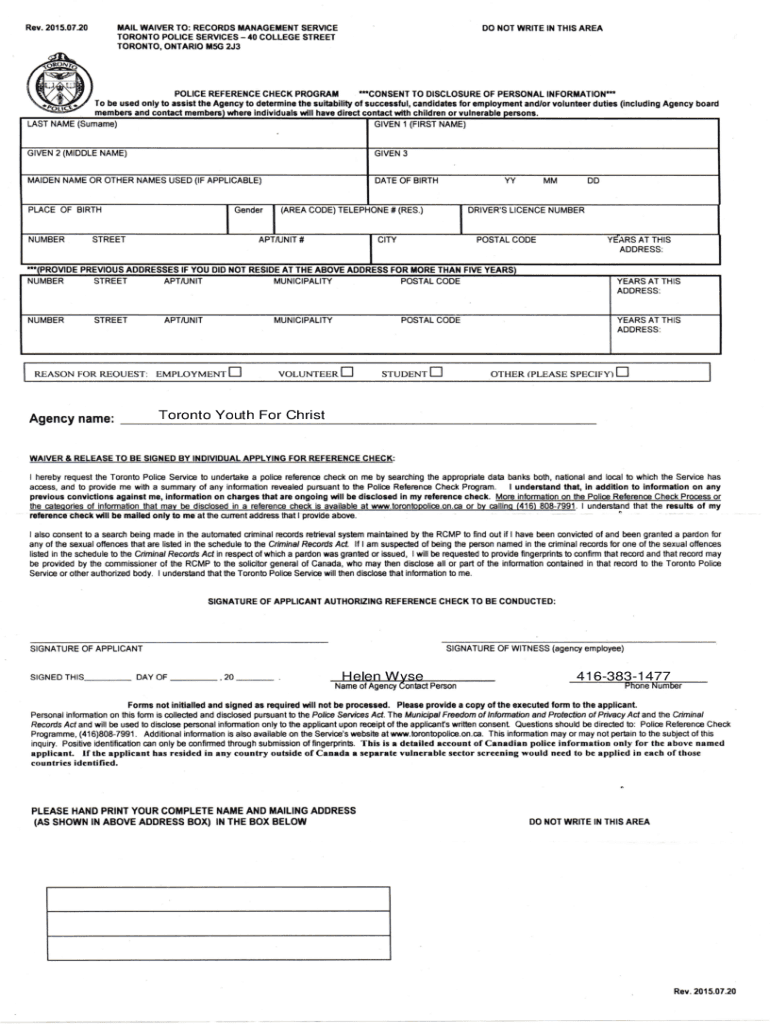 Fillable Online VSS Vulnerable Sector Screening Form.pdf - Rev.... Fax ...