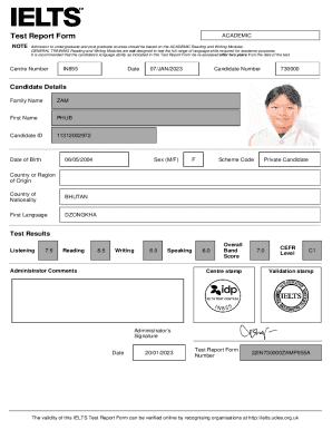 Fillable Online IELTS Report.pdf - Test Report Form NOTE ACADEMIC ...