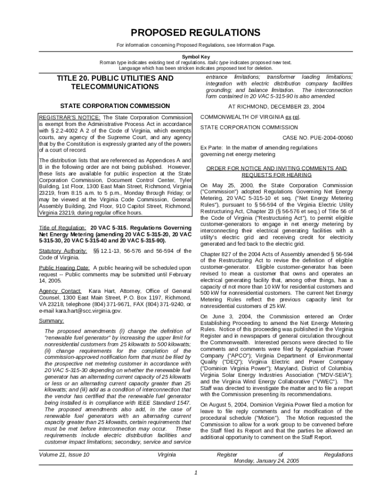Virginia Administrative Code, Title 20 - PUBLIC UTILITIES ...