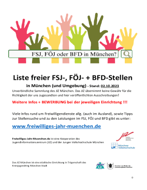 Ausfüllbar Online Freie FSJ- + BFD-Stellen in Mnchen Fax Email Drucken - pdfFiller