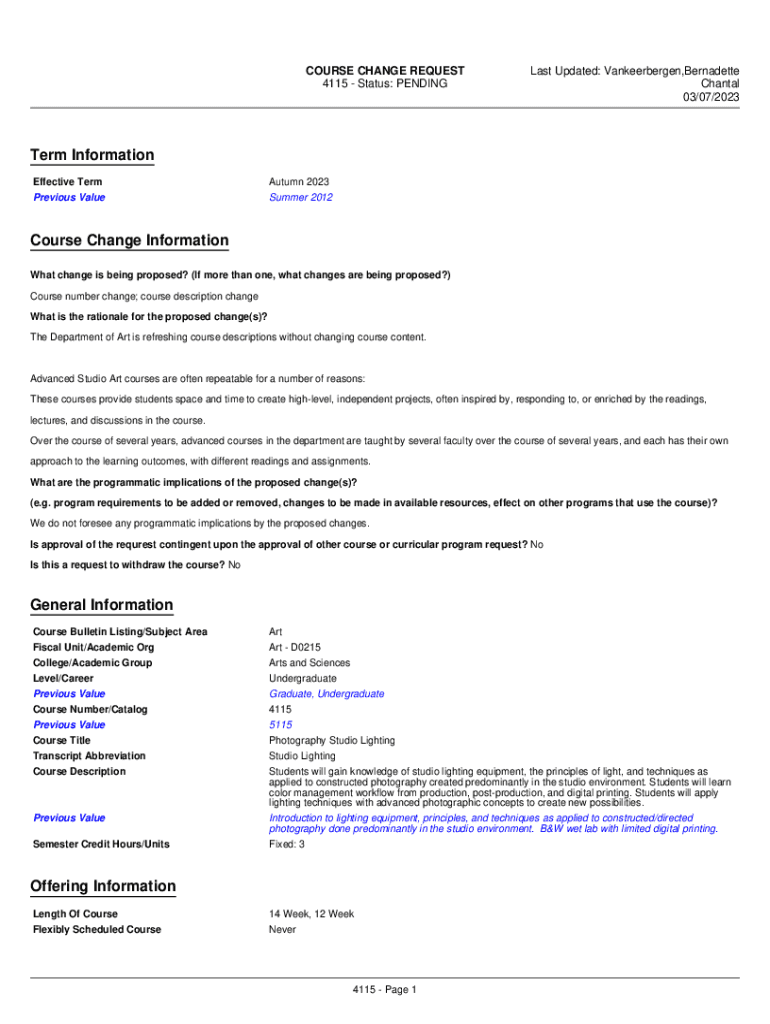 Fillable Online ASC 400.01 Course Change Request.pdf Fax Email Print ...