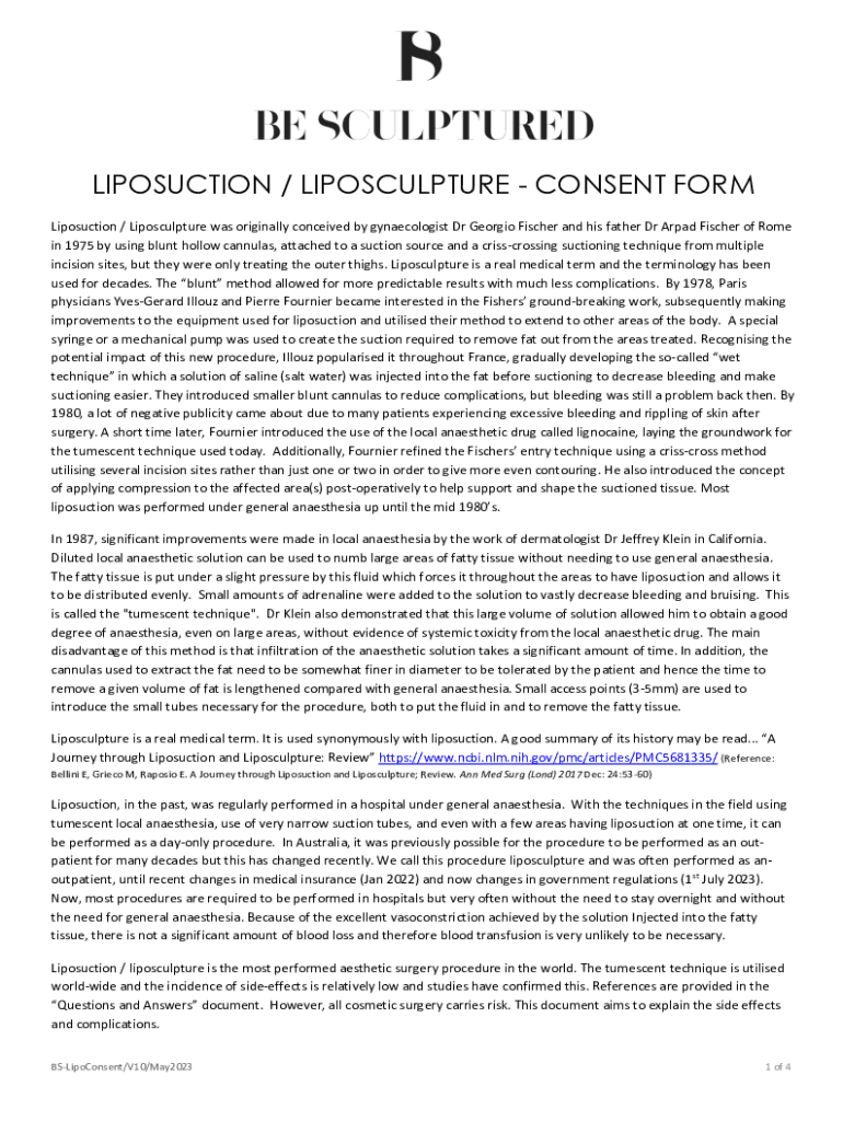 Fillable Online LIPOSUCTION / LIPOSCULPTURE - CONSENT FORM Fax Email ...