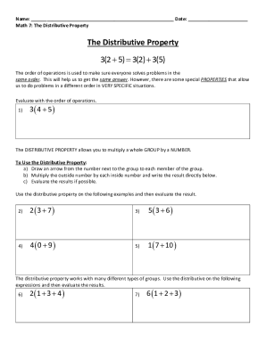 Fillable Online What is Distributive Property? Definition, Formula ...