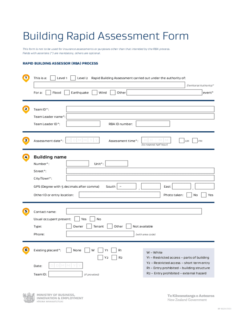 Fillable Online Building Rapid Assessment Form Fax Email Print - pdfFiller
