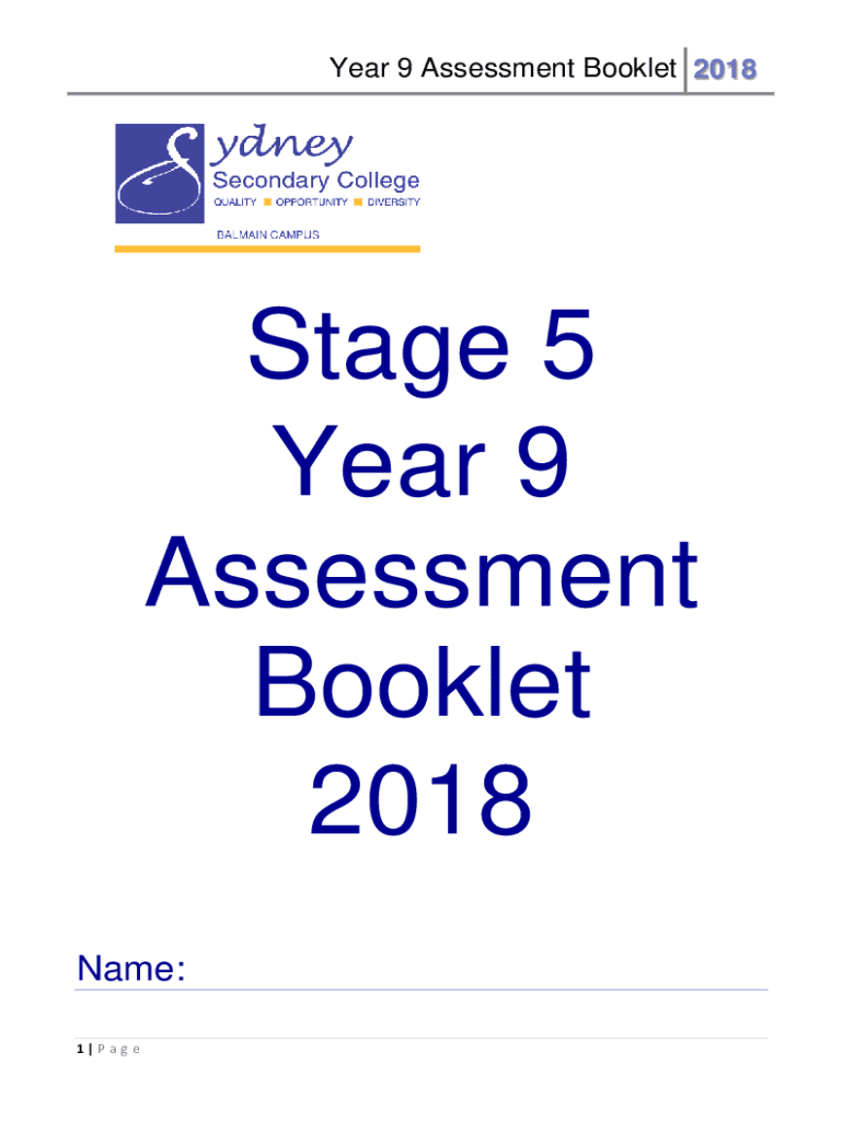 Fillable Online YEAR 9. Assessment Handbook - PDF Free Download Fax ...