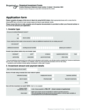 Fillable Online Perpetual Investment Funds PDS Application form Fax ...