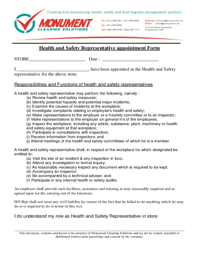 Fillable Online Solved You are the newly appointed health and safety ...