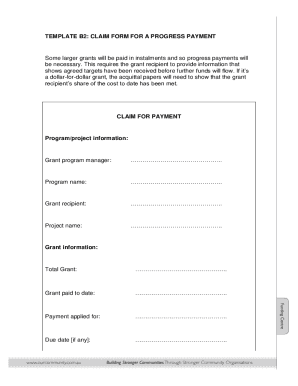 Fillable Online template b2: claim form for a progress payment Fax ...