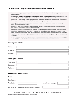 Fillable Online Employer's guide to annualised wage arrangements in the ...