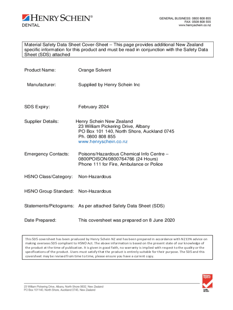 Fillable Online Safety Data Sheet Cover-SheetThis page ... Fax Email Print - pdfFiller