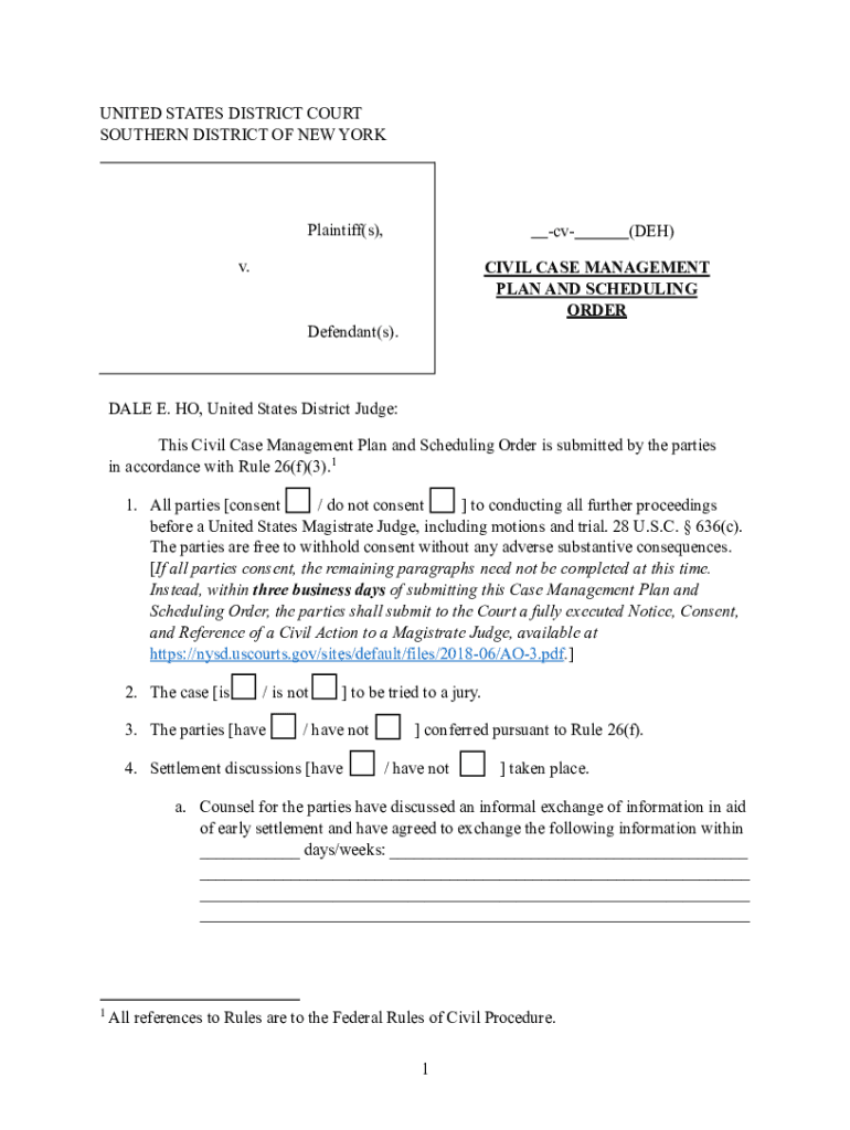 Fillable Online District Judge Hon. Dale E. Ho Fax Email Print - pdfFiller