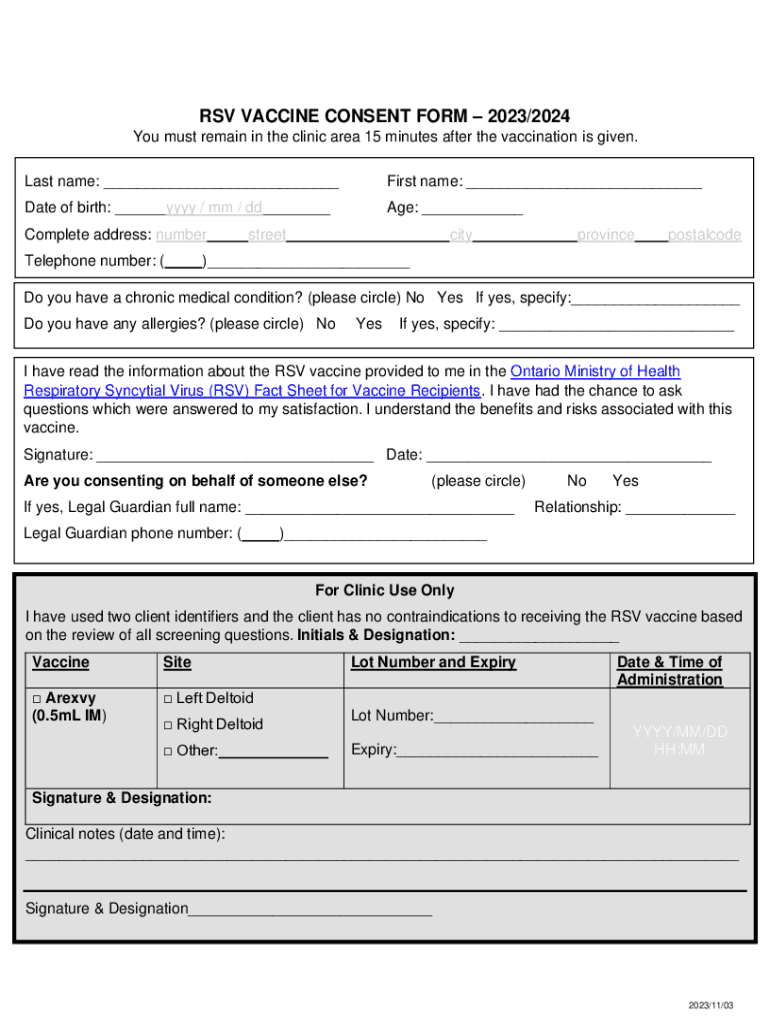 Fillable Online RSV Vaccine Information Statement - CDC Fax Email Print ...