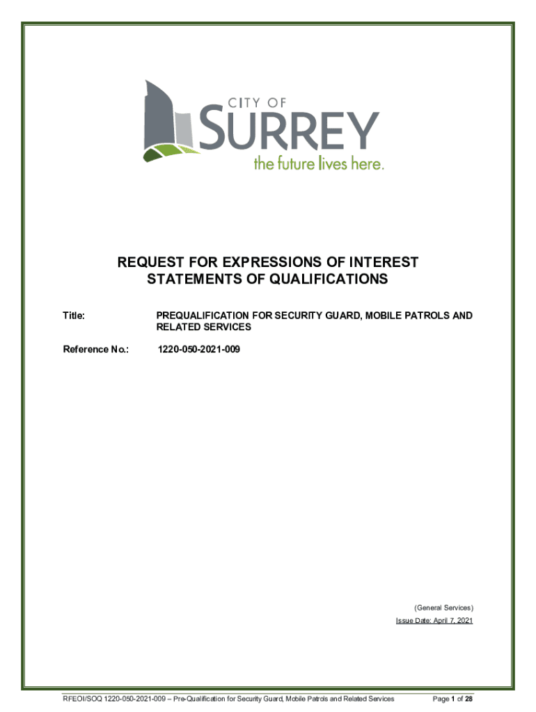 Fillable Online REQUEST FOR EXPRESSIONS OF INTEREST STATEMENTS ... Fax Email Print - pdfFiller