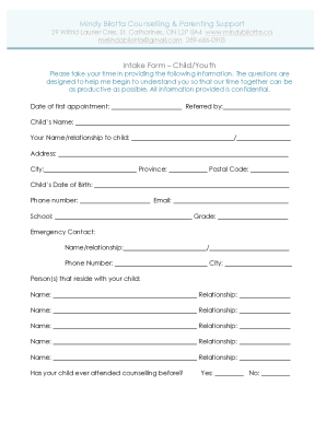 Fillable Online Intake Form - Child or Youth.docx Fax Email Print ...