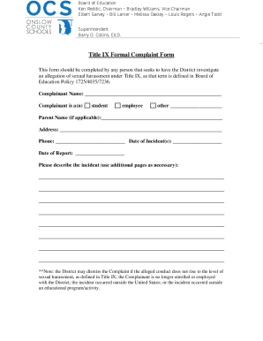 Fillable Online (Template - Title IX Formal Complaint (Complainant signed) (00073628xBC088) (002 ...