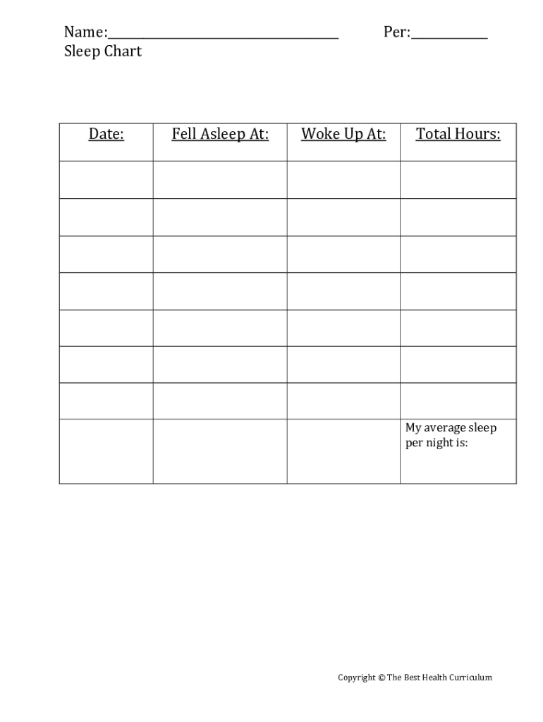 Fillable Online Sleep Chart/Journal and Sleep Tips.doc Fax Email Print ...