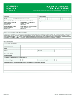 Fillable Online Building Information Certificate - Northern Beaches ...