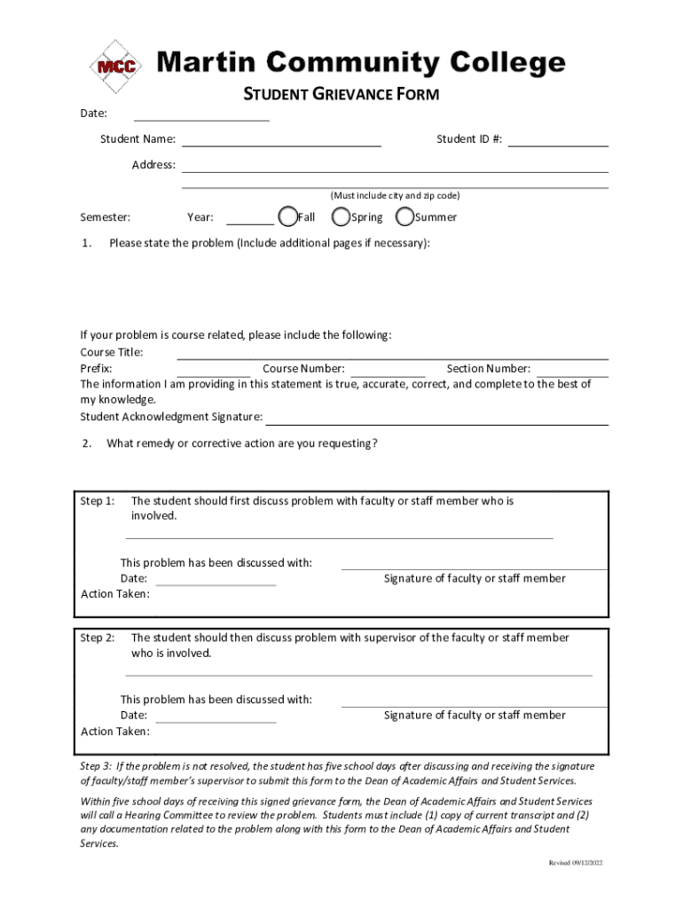Fillable Online UNDERGRADUATE STUDENT GRIEVANCE FORM - Sign in Fax Email Print - pdfFiller