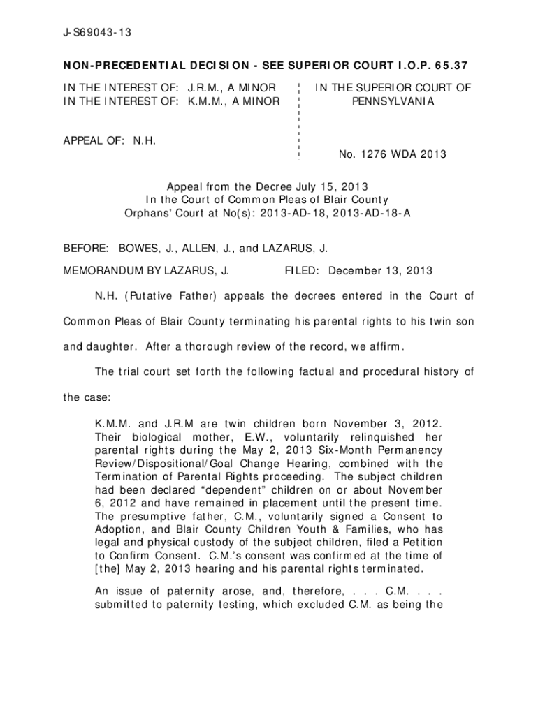 Fillable Online see superior court iop 65.37 in re: adoption of jaj in ...