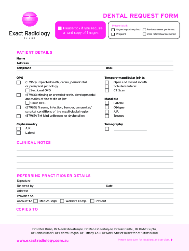 Fillable Online DENTAL REQUEST FORM Fax Email Print - pdfFiller