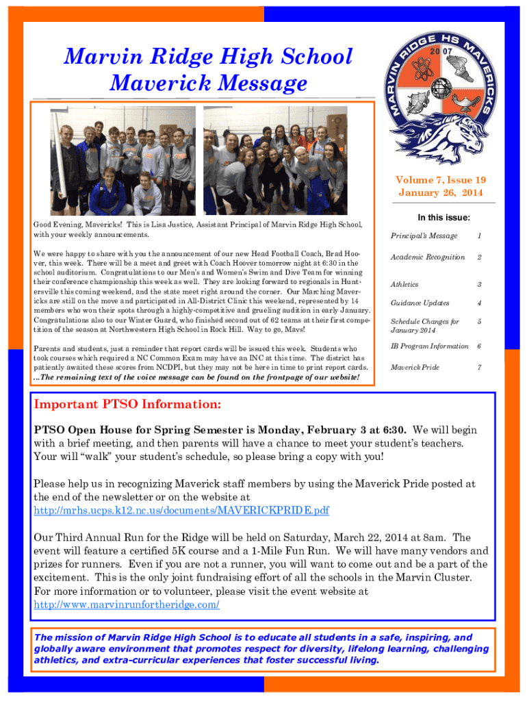 Fillable Online Fillable Online Marvin Ridge High School Maverick ...
