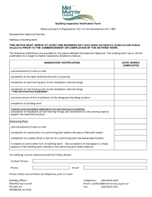 Fillable Online Building Inspection Notification Form Fax Email Print ...