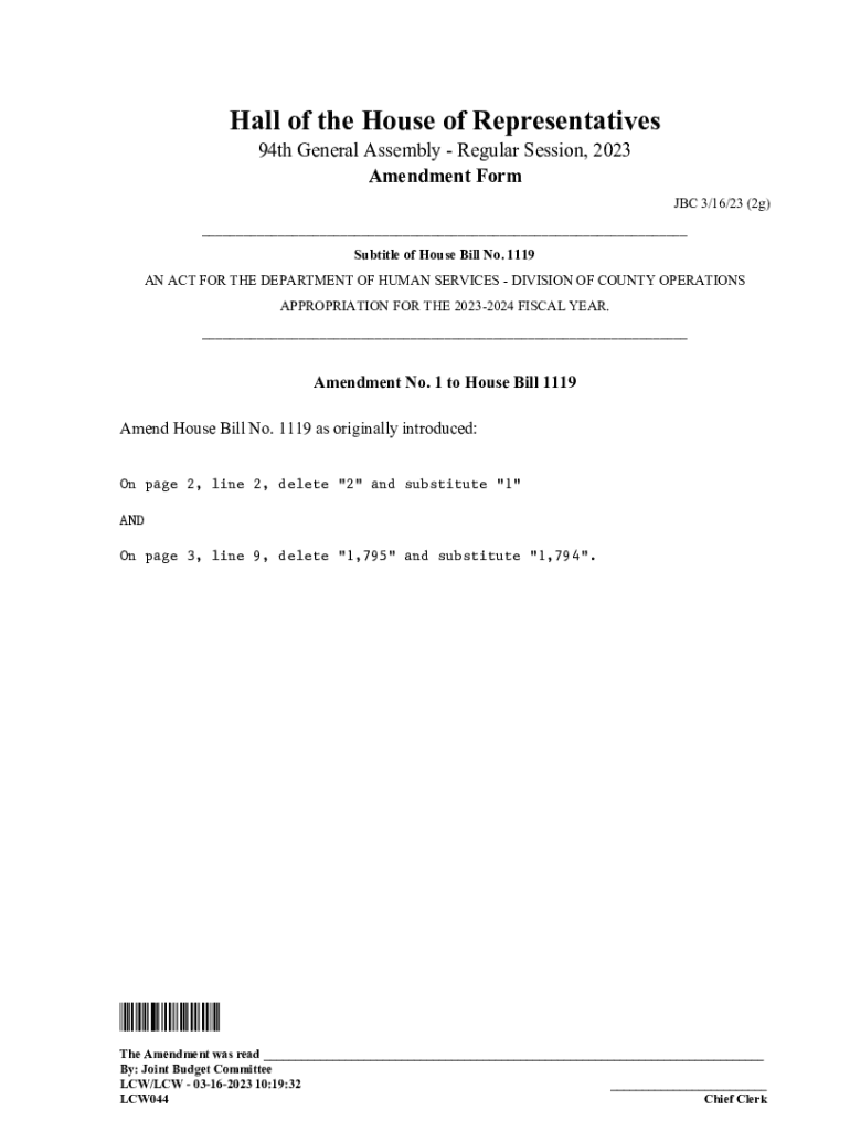 Fillable Online Amends Amend House Bill No. 1119 as originally ...