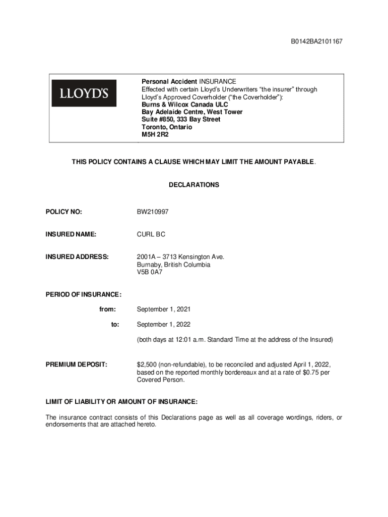 Fillable Online Underwriting and Claims Fax Email Print - pdfFiller