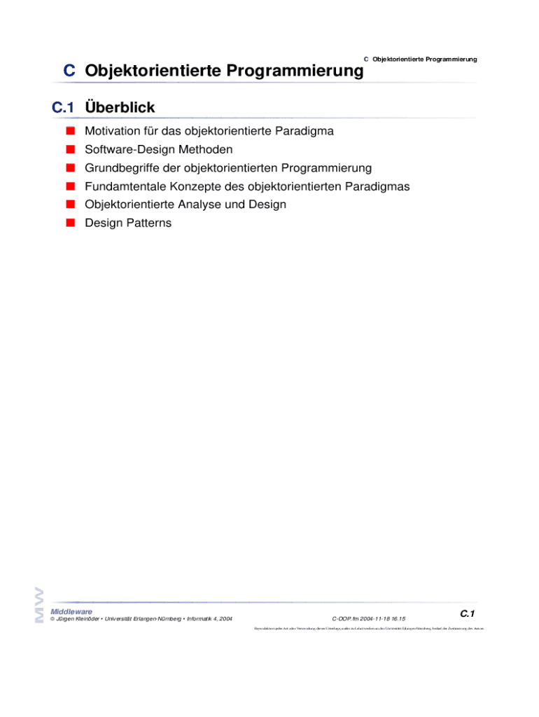 Ausfüllbar Online Was Ist Objektorientierte Programmierung Oop Fax Email Drucken Pdffiller