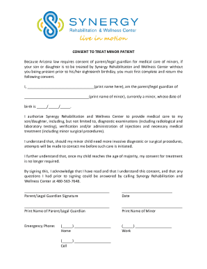 Fillable Online CONSENT TO TREAT A MINOR PATIENT - Campus Health Fax Email Print - pdfFiller