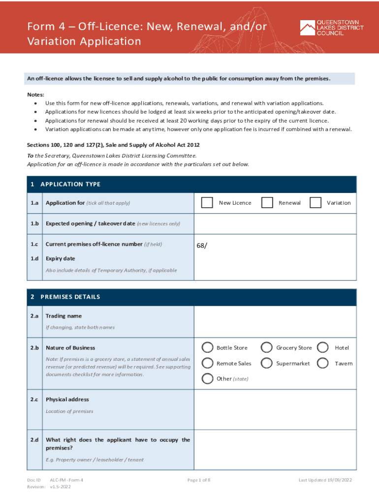 Fillable Online Liquor Sales Licences - Modifications to Existing ...