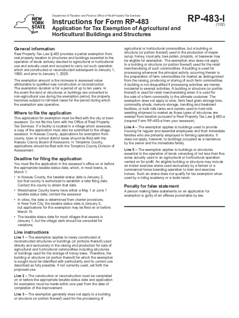 Fillable Online Instructions for Form RP-483 Application for Tax ...