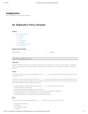 Fillable Online Digitization Policy Template Indigitization Fax Email ...