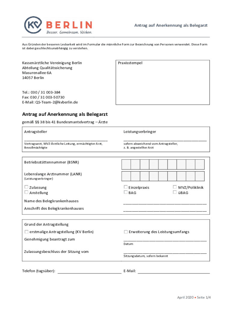 Ausfüllbar Online Antrag auf Anerkennung als Belegarzt Fax Email ...