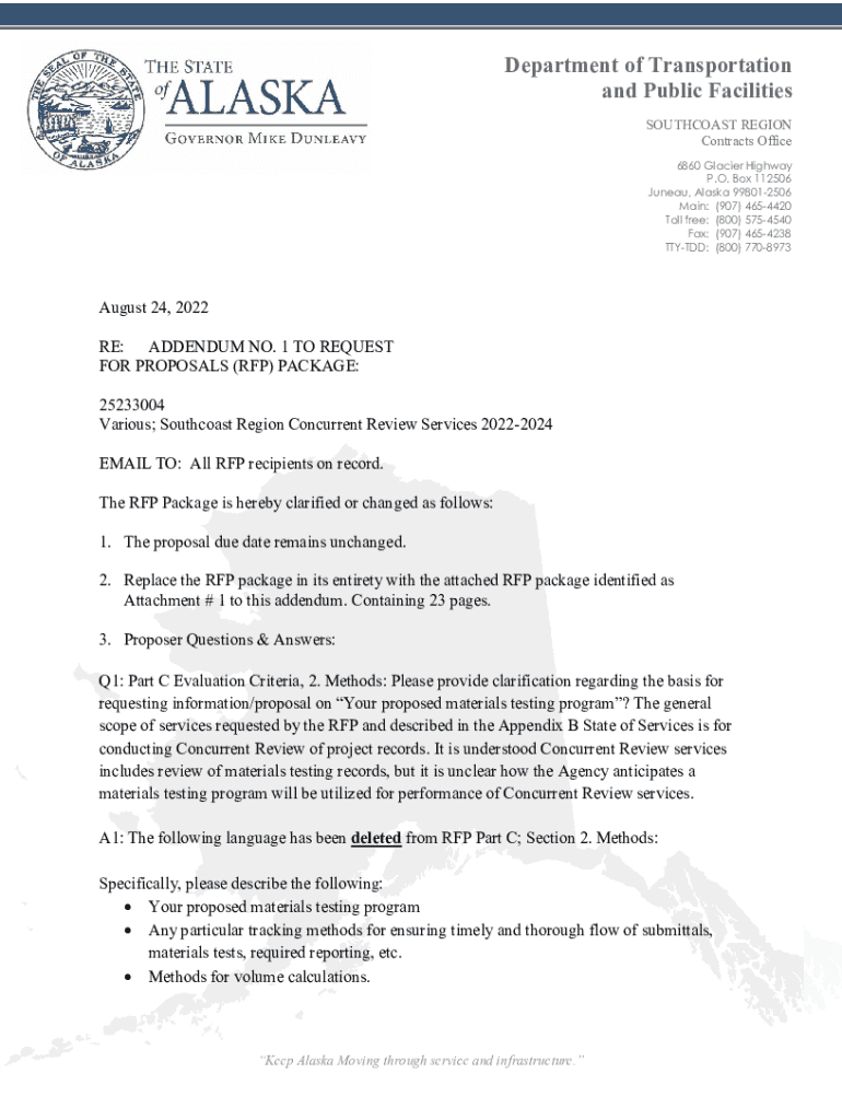 Fillable Online dot alaska SMALL PROCUREMENT DOCUMENTS ADDENDUM NUMBER Fax Email Print - pdfFiller