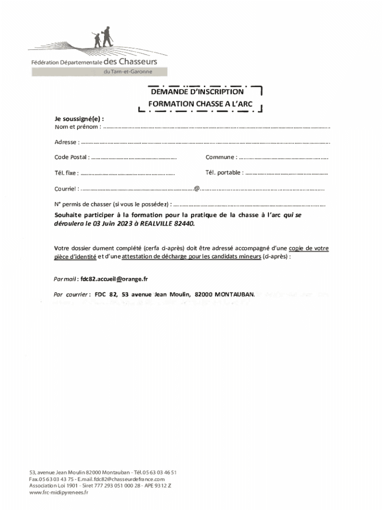 Remplissable En Ligne Chassel'arc - Fdration de Chasse du Tarn-et ...