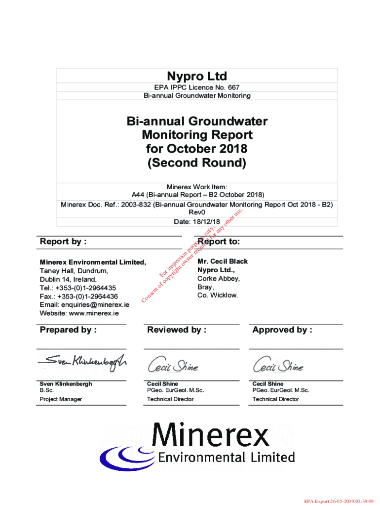 Fillable Online Nypro Ltd Bi-annual Groundwater Monitoring Report for ...