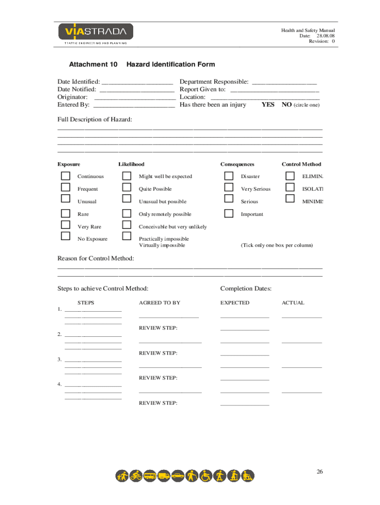 Fillable Online Attachment 10 Hazard Identification Form Fax Email ...