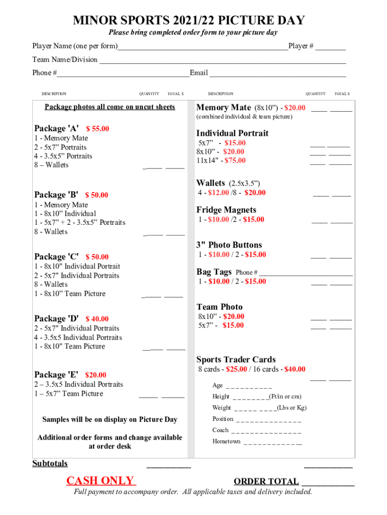 Fillable Online Preparing For Picture Day - Pro Shots Fax Email Print ...
