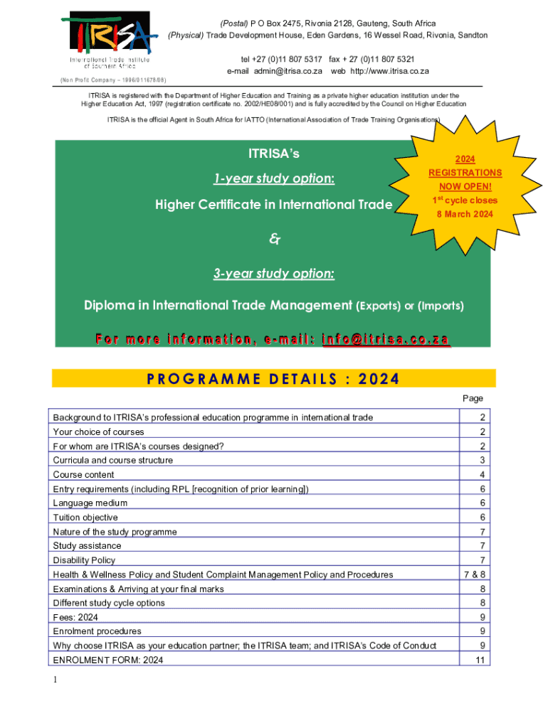 Fillable Online ITRISA Contact Information - My Application South ...