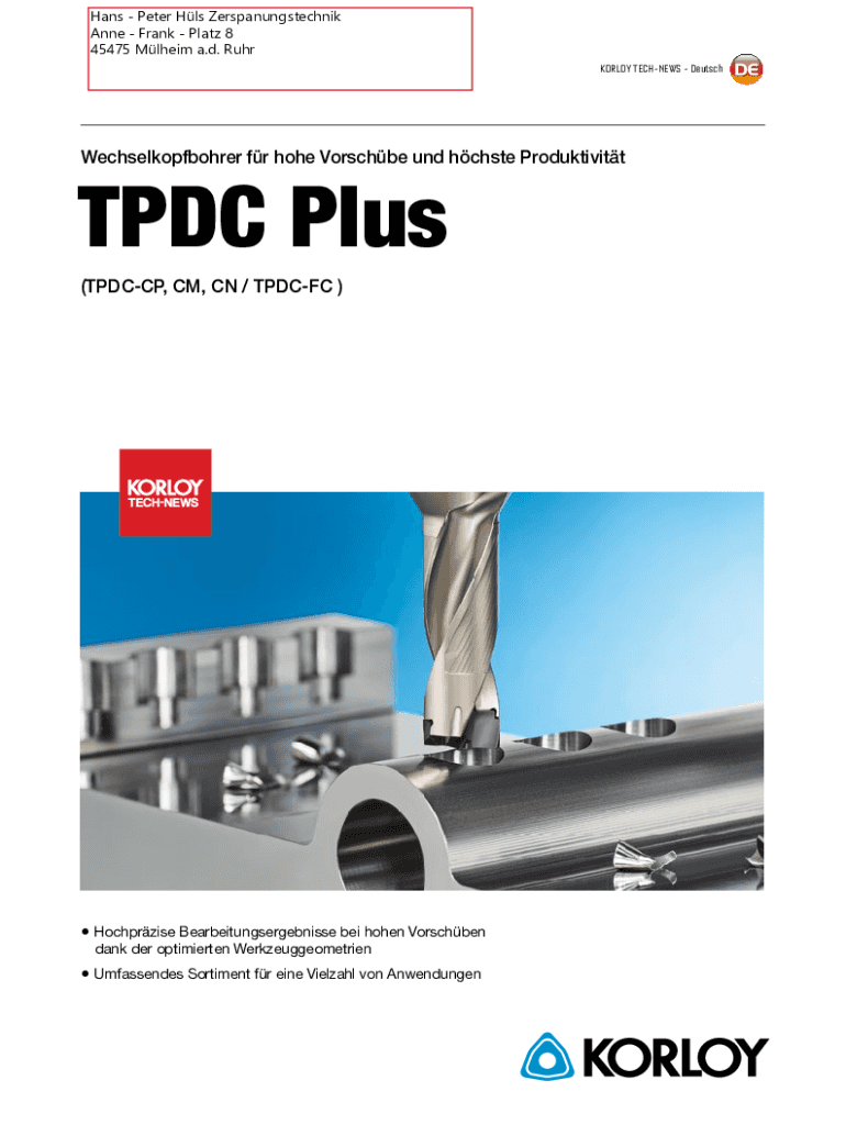 Ausfüllbar Online TPDC Plus - Hls Zerspanungstechnik Fax Email Drucken ...