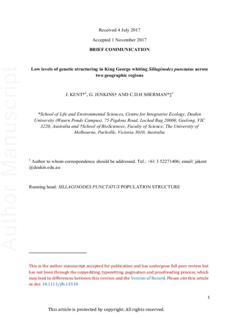Fillable Online minerva-access unimelb edu Low levels of genetic structuring in King George ...