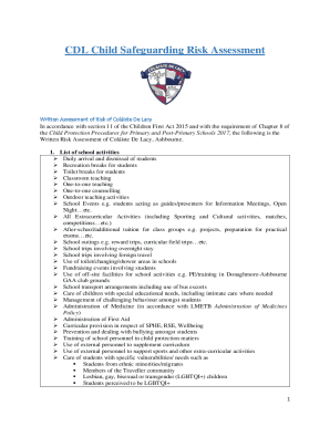 Fillable Online CDL Child Safeguarding Risk Assessment Fax Email Print ...