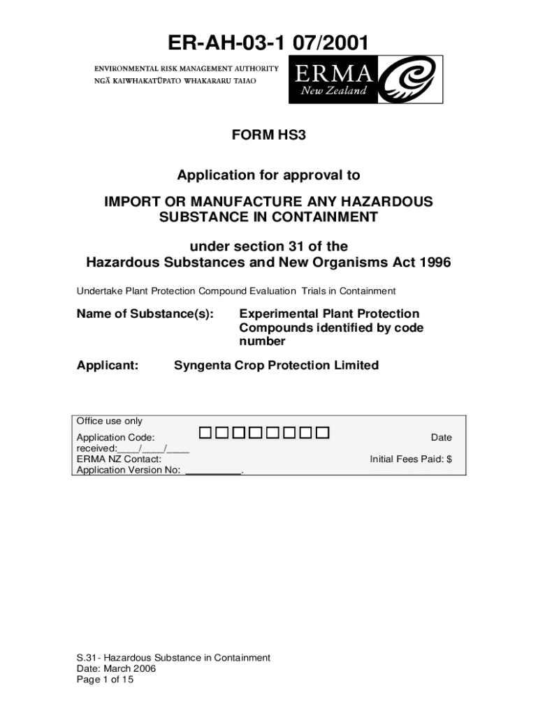 Fillable Online FORM HS3 Fax Email Print - pdfFiller