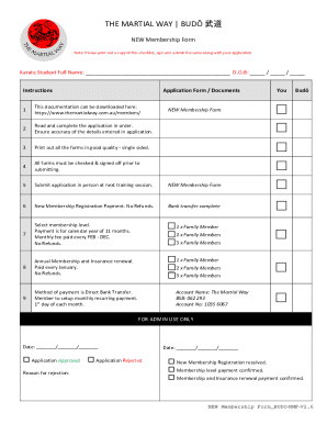 Fillable Online Karate Application Form - Fill Online, Printable ...