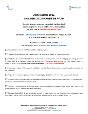Remplissable En Ligne DOSSIER DE DEMANDE DE VAPP Fax Email Imprimer - pdfFiller